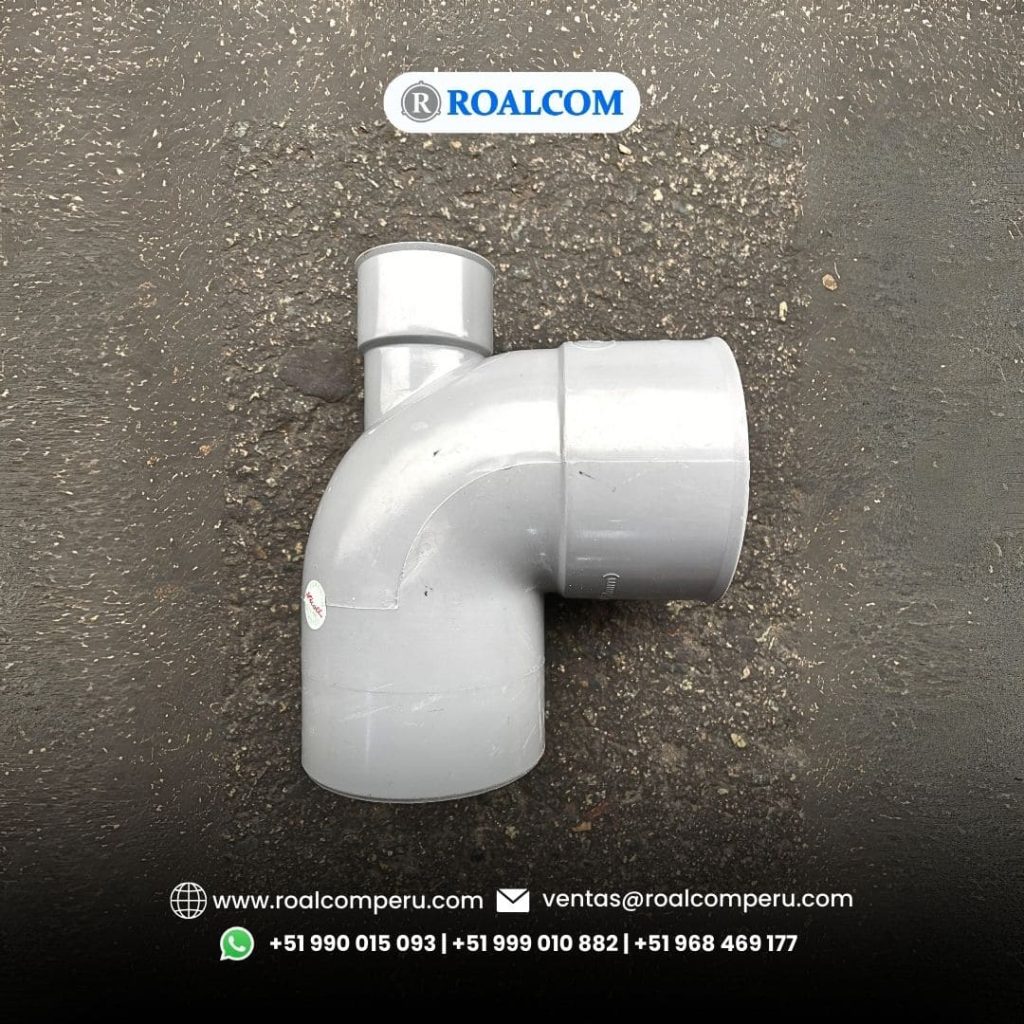 codo de 90 con reducción pvc desague - Roalcom